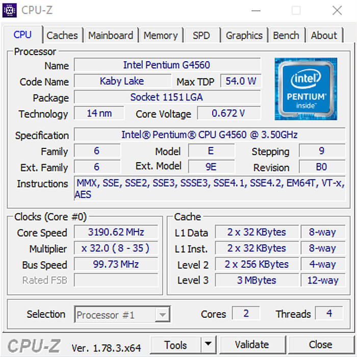 پردازنده اینتل سری Kaby Lake مدل Pentium G4560